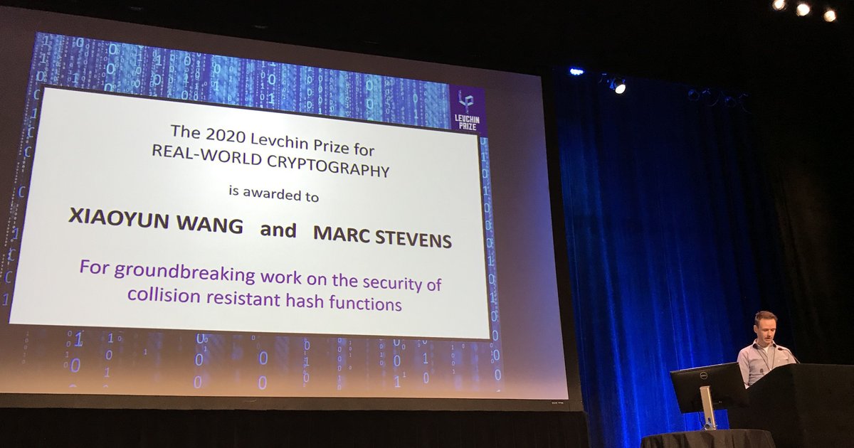 Levchin prize for Marc Stevens’ groundbreaking work on hash functions